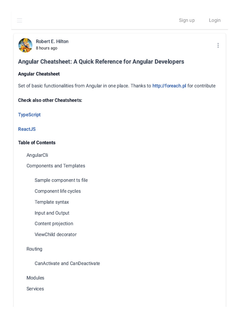 Angular Cheatsheet - A Quick Reference For Angular Developers | PDF