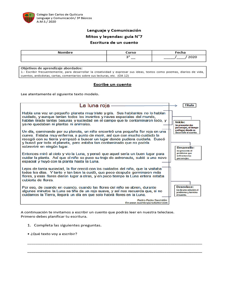 L3 Semana 29 Actividad 2. Escritura de Un Cuento | PDF