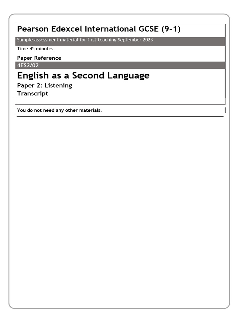 Ig Esl Sam Listening Transcript v2 0 | PDF