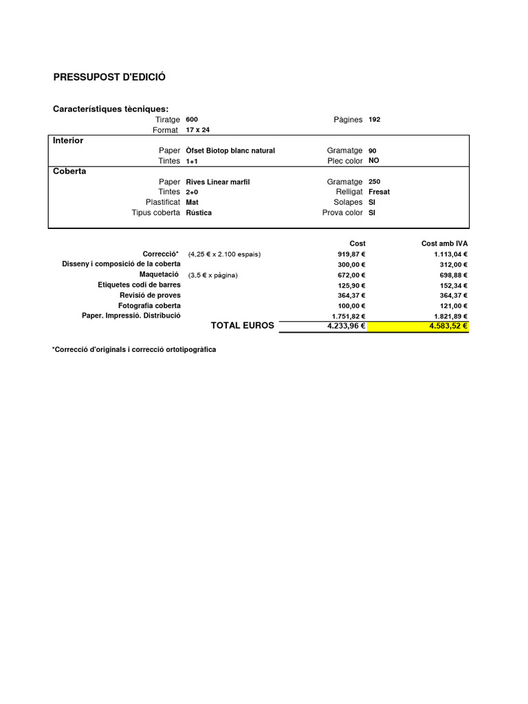 MODEL Pressupost | PDF