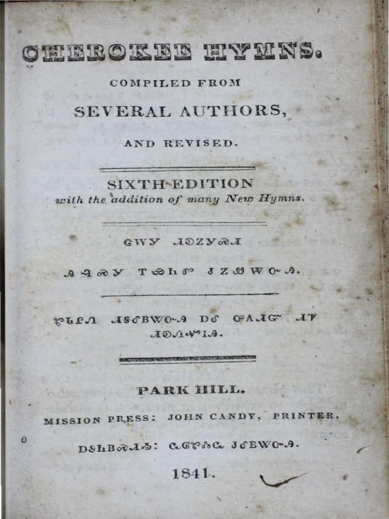 1841 Cherokee Hymns 6th Ed | PDF