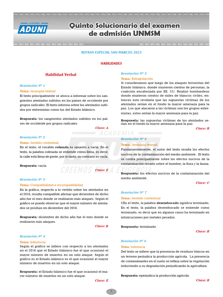 5_SOLUCIONARIO_RESM_2023 | PDF | Lengua española | Triángulo