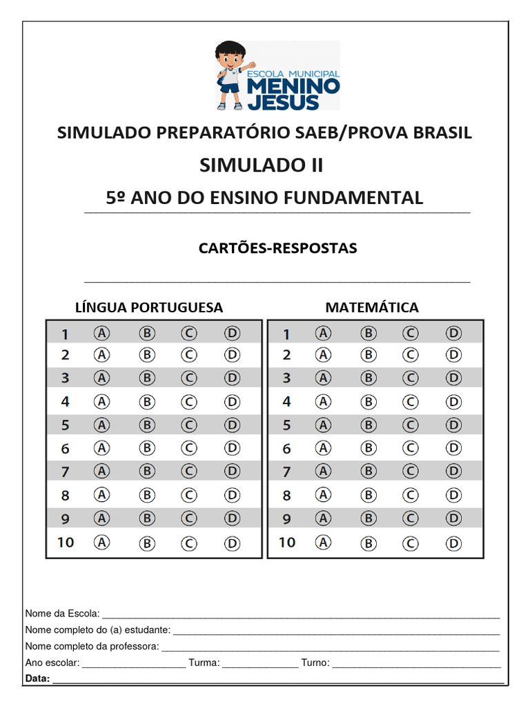 Simulado Preparatório Saeb 2 | PDF