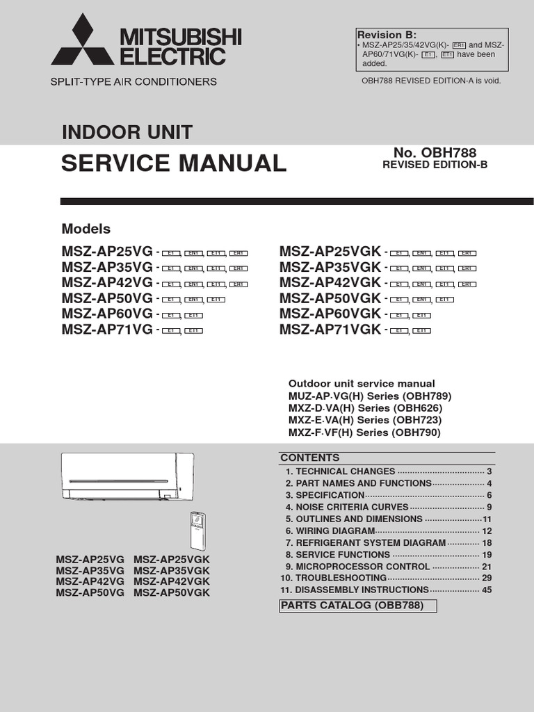 MSZ-AP25-71VG K Service Manual OBH788-B | PDF