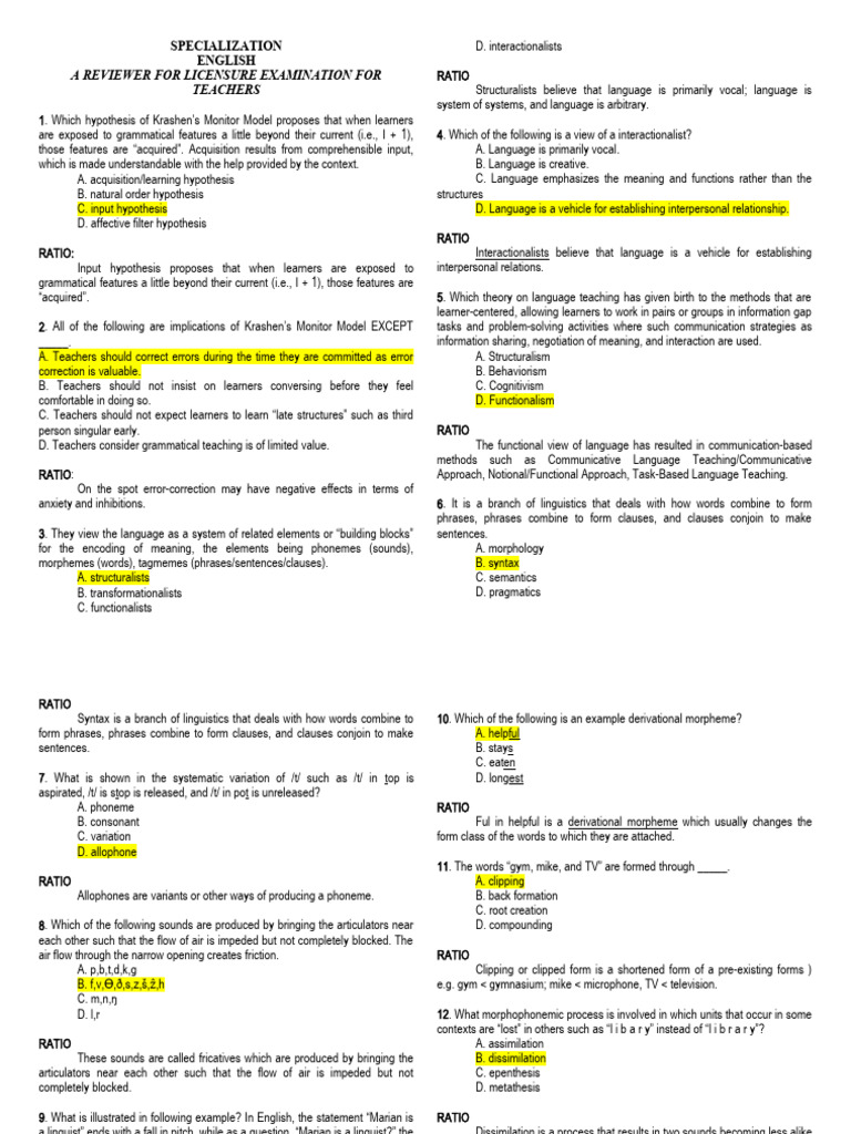 English Reviewer Actualboard Let Exam-1 | PDF
