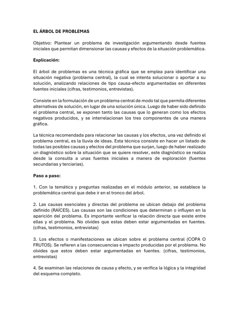 Guía para Crear un Árbol de Problemas | PDF | Crecimiento personal y ...