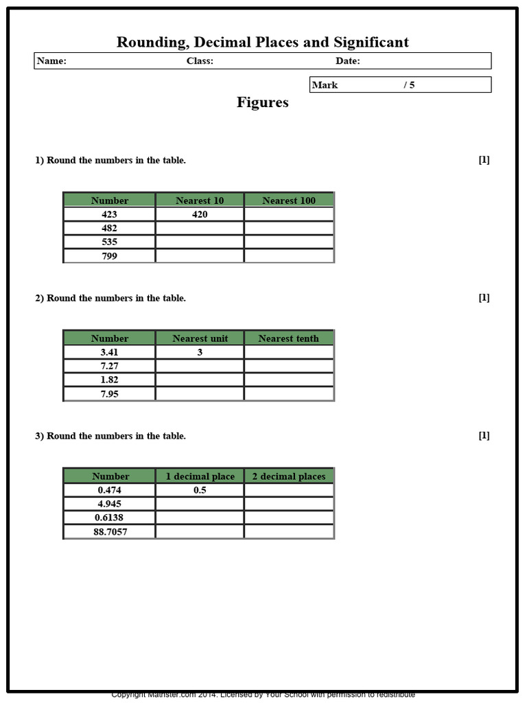 Rounding, Decimal Places and Significant Figures | PDF