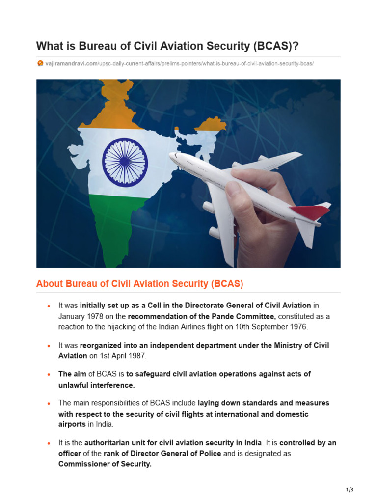What Is Bureau of Civil Aviation Security BCAS | PDF