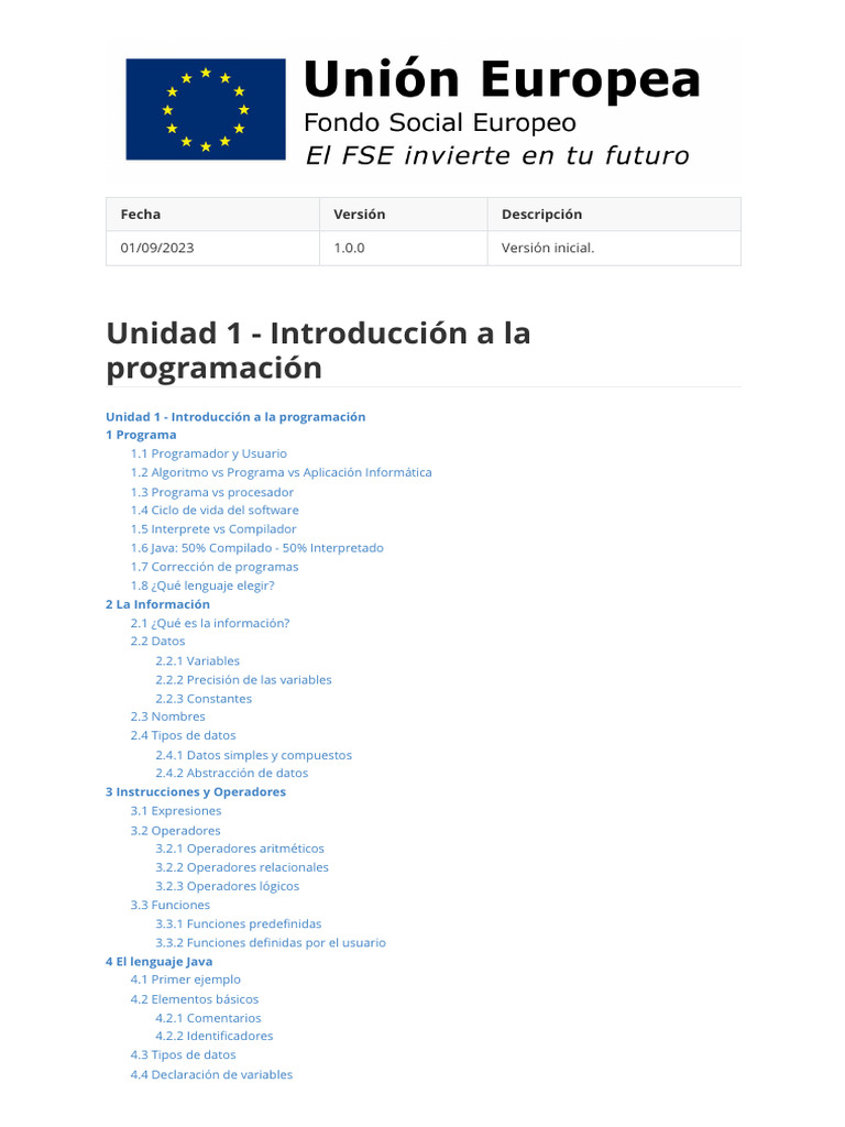 Unidad 1 - Introducción A La Programación y Lenguaje Java - V1.0.2 | PDF