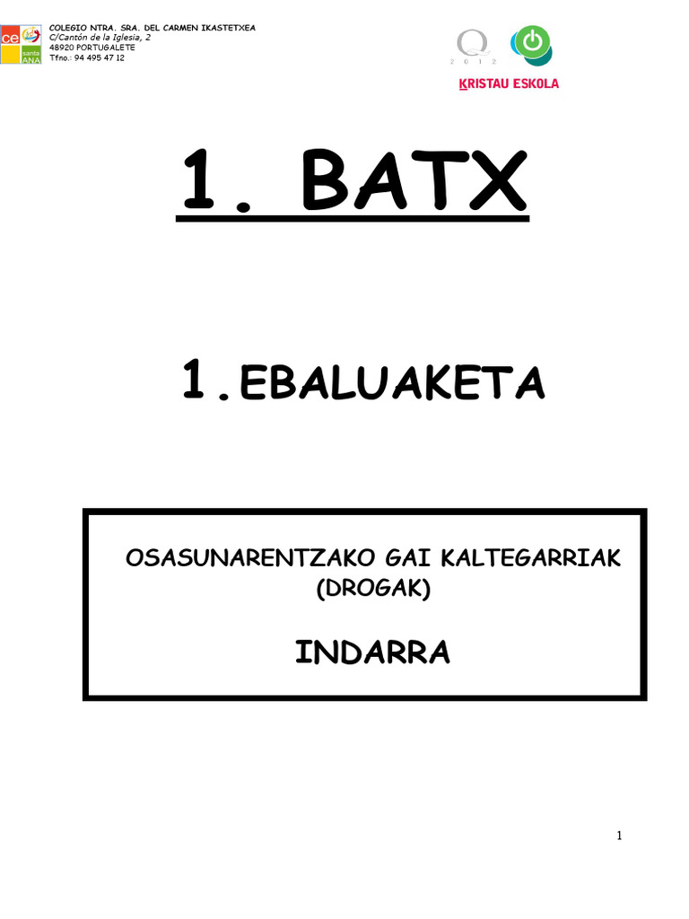 Apunteak 1. Batx-1. Ebaluaketa | PDF