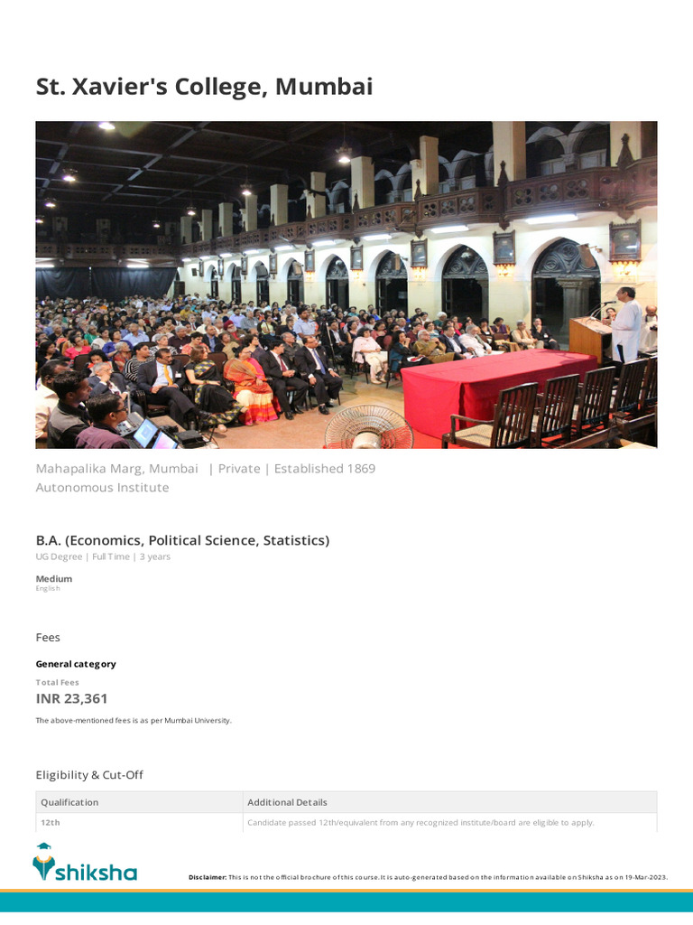 ST Xaviers College Mumbai | PDF