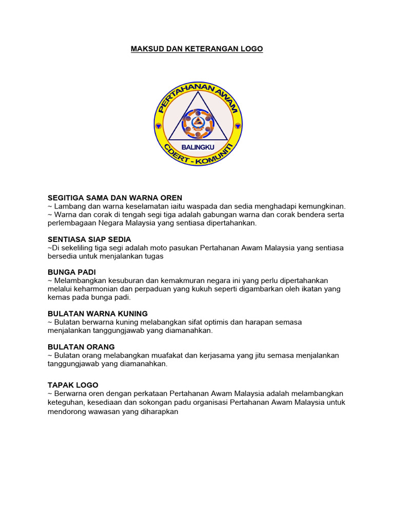Maksud Dan Keterangan Logo Cdert Balingku | PDF