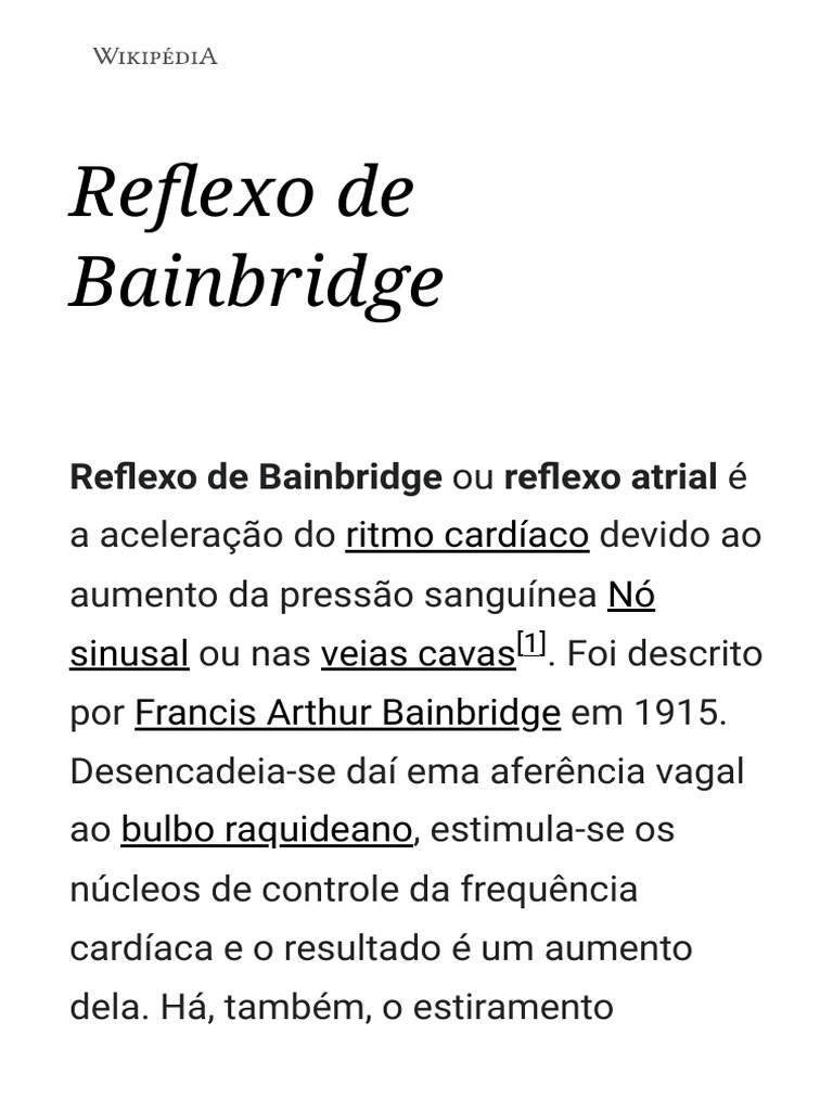 Reflexo de Bainbridge - Wikipédia, A Enciclopédia Livre | PDF