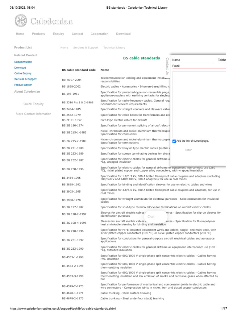 BS Cable Standards Overview | PDF | Science & Mathematics | Computers