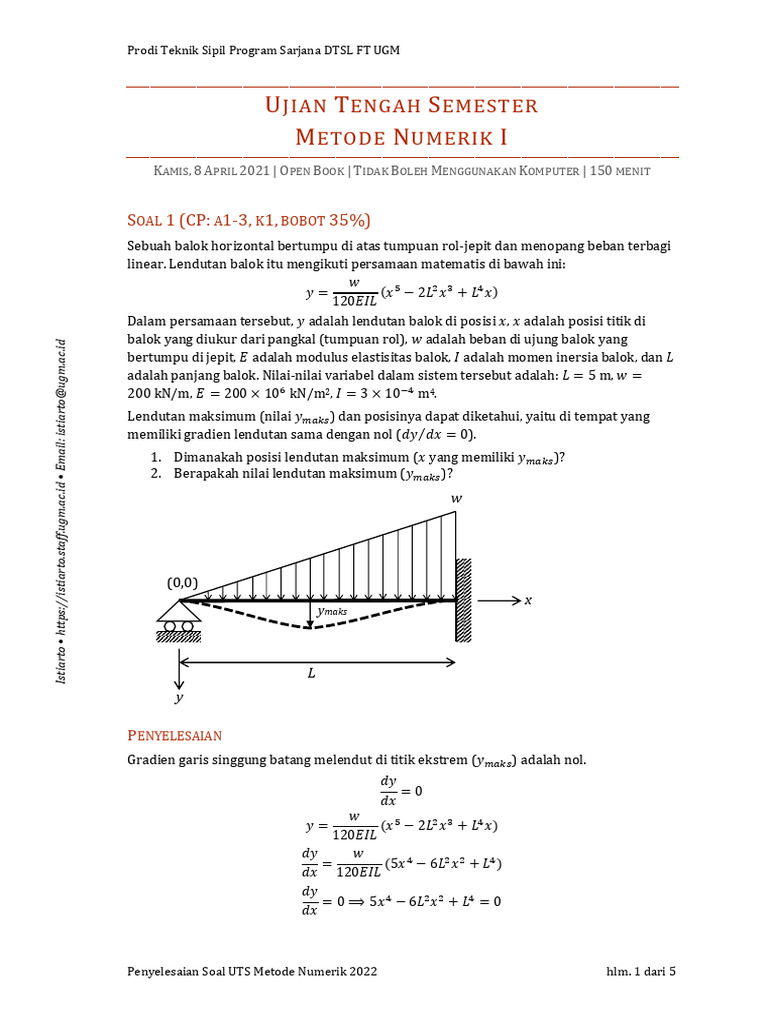 Penyelesaian Soal UTS Metode Numerik I 2021 | PDF