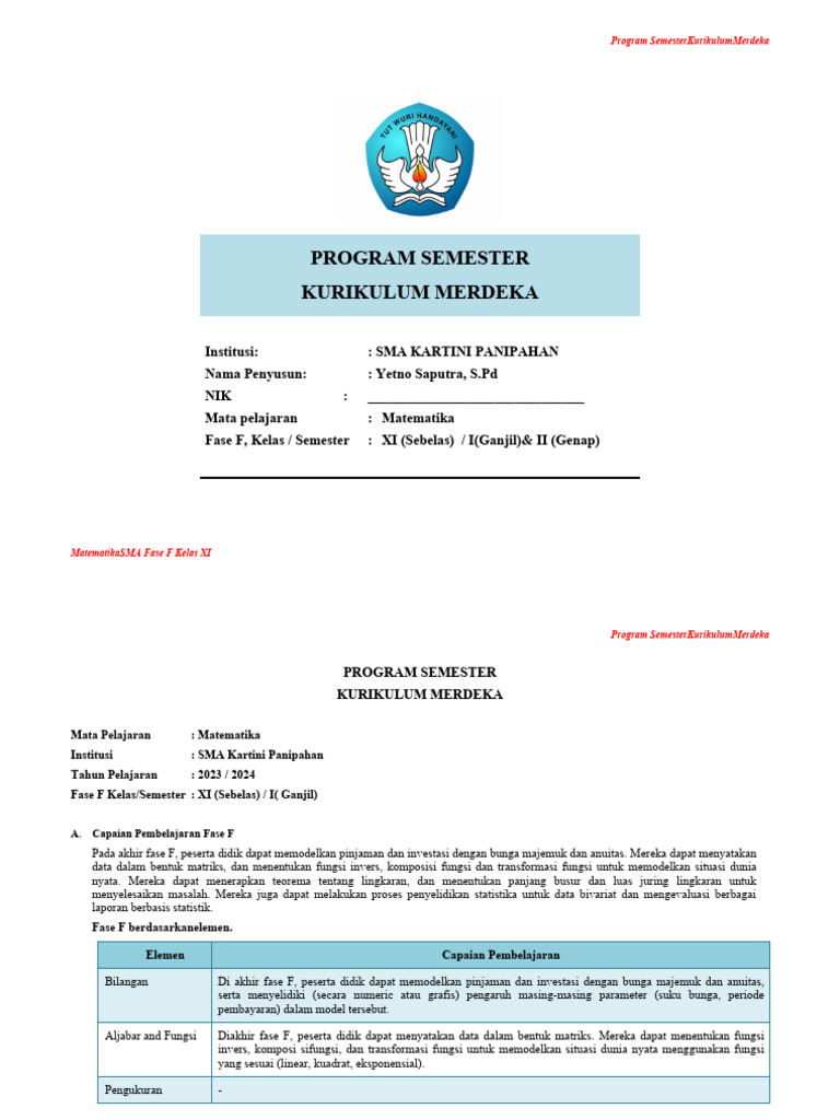 PROsem Kurikulum Merdeka | PDF