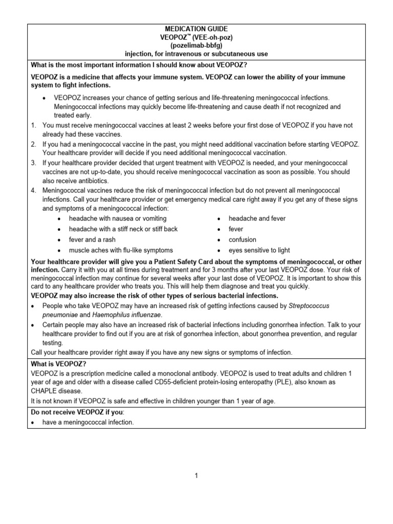 Veopoz Medication Guide | PDF