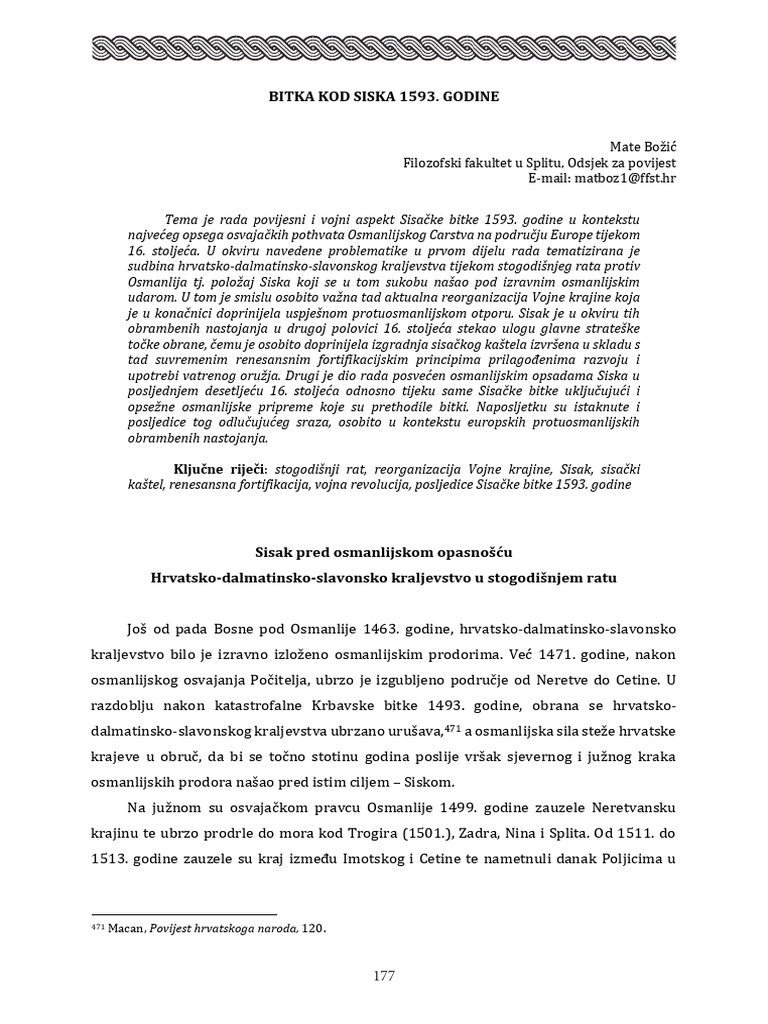 Božić, Mate - Bitka Kod Siska 1593. Godine | PDF