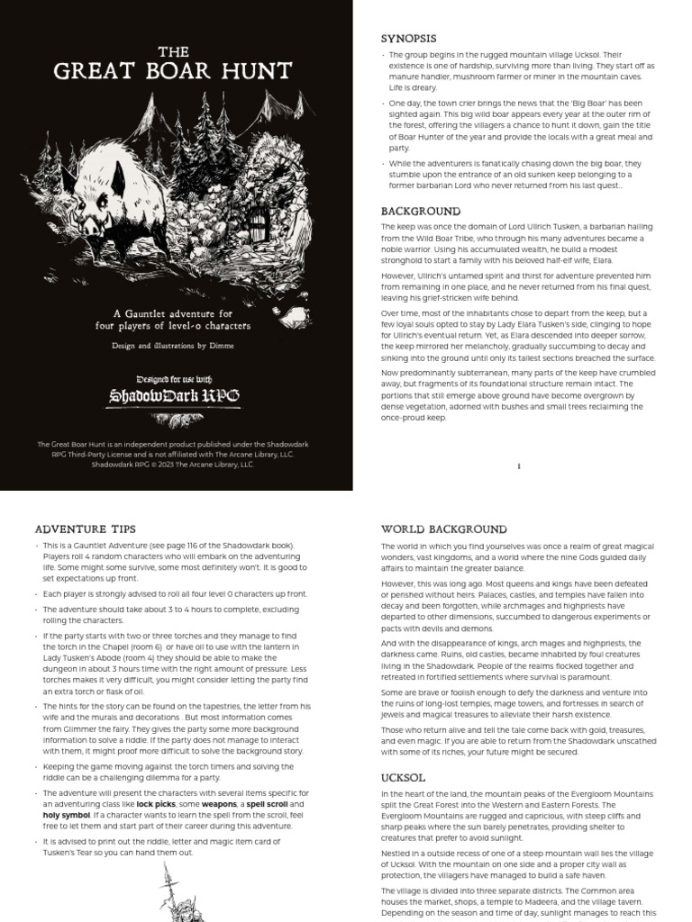 The Great Boar Hunt Dungeonmasterpiece Small v0.4 | PDF