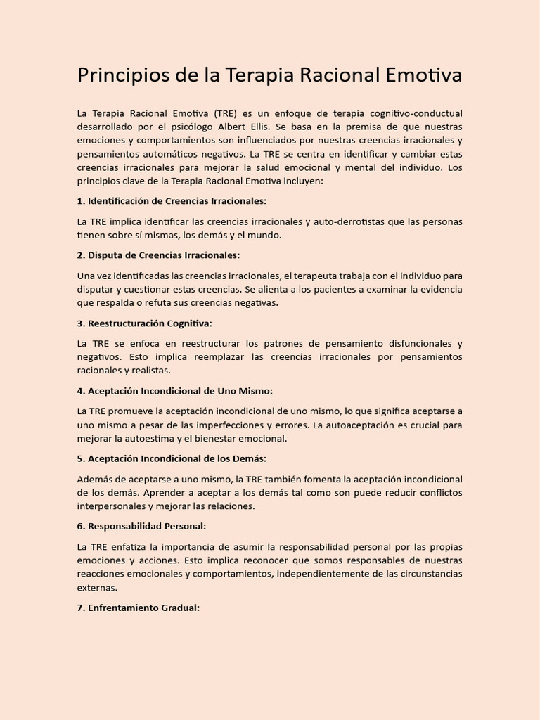 Principios de la Terapia Racional Emotiva | PDF