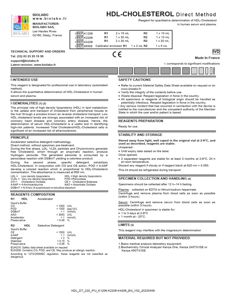 Hdl-Cholesterol: Direct Method | Download Free PDF | High Density ...