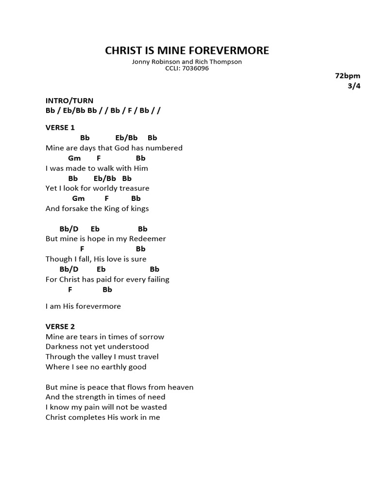 Christ Is Mine Forevermore Chords | PDF