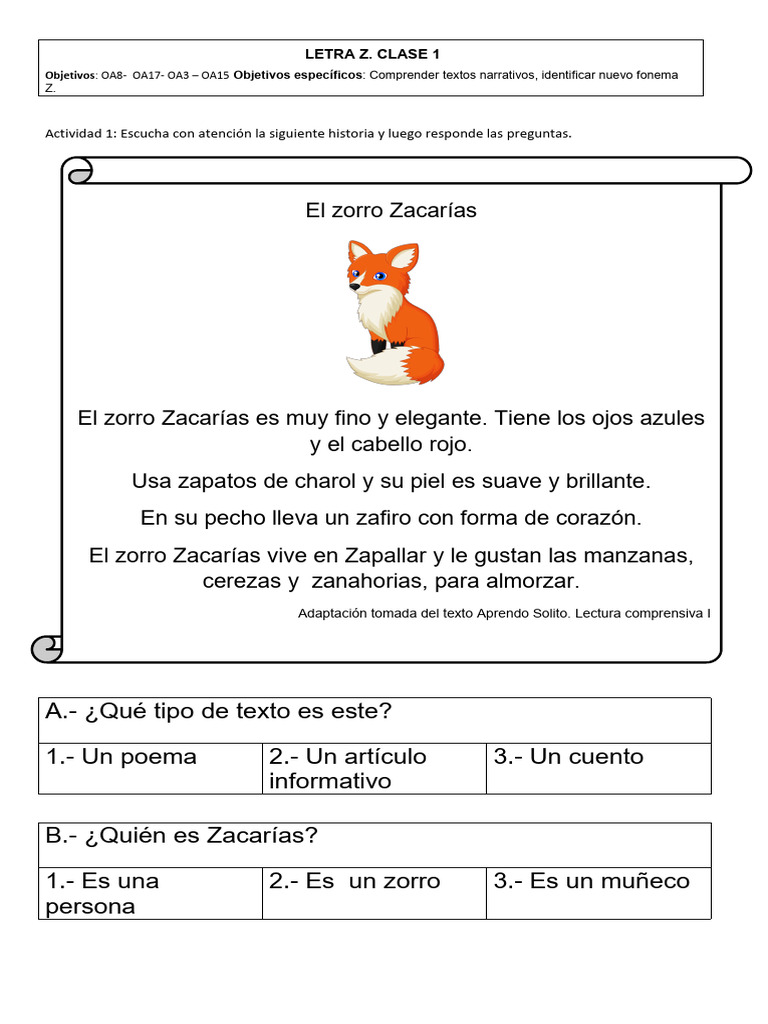 LETRA Z. CLASE 1 | PDF