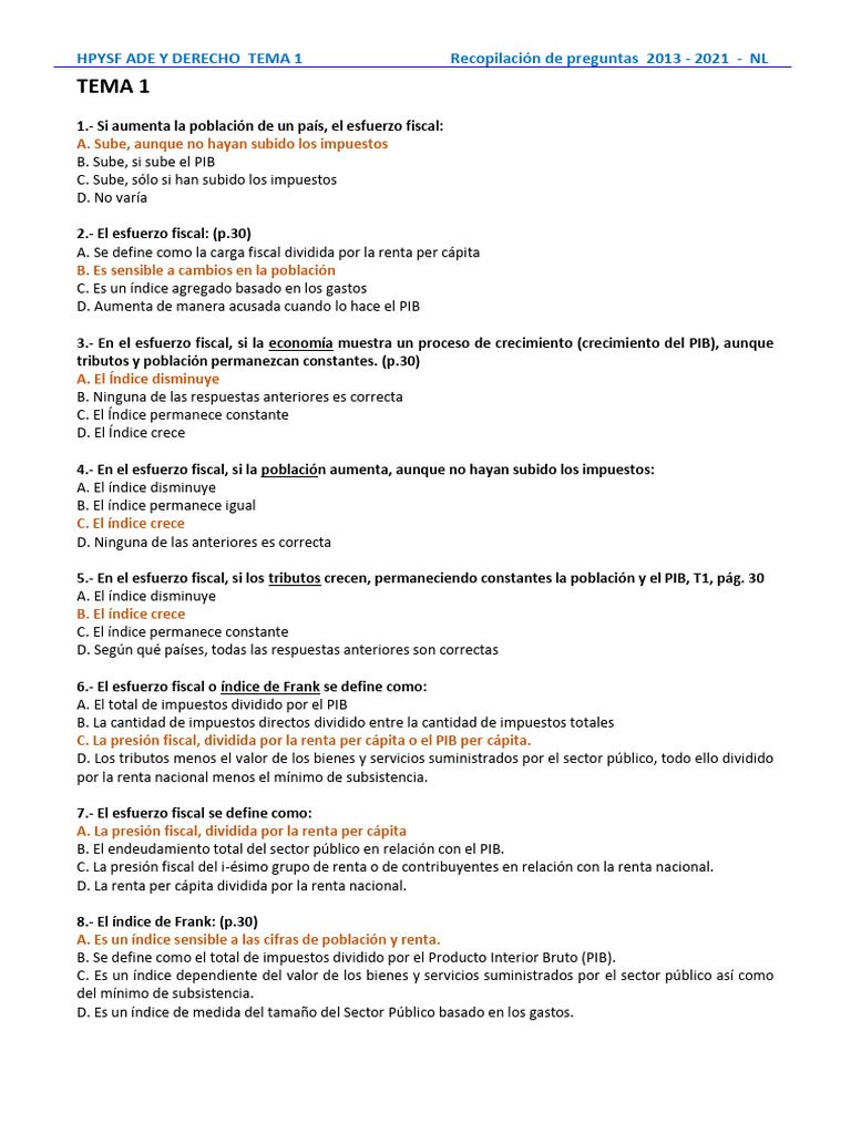 HPYSF Exámenes ADE Y DCH T1-T10 | PDF | Impuestos | Producto Interno Bruto