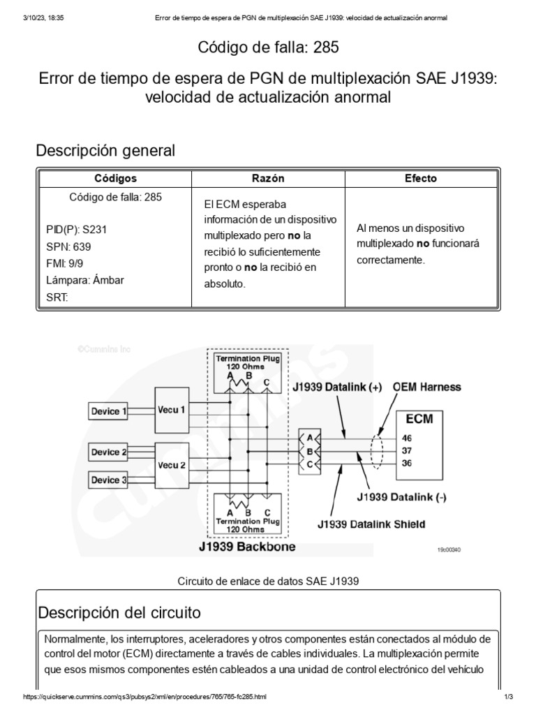 Error de Tiempo de Espera de PGN de - Multiplexación SAE J1939 - Velocidad de Actualización ...