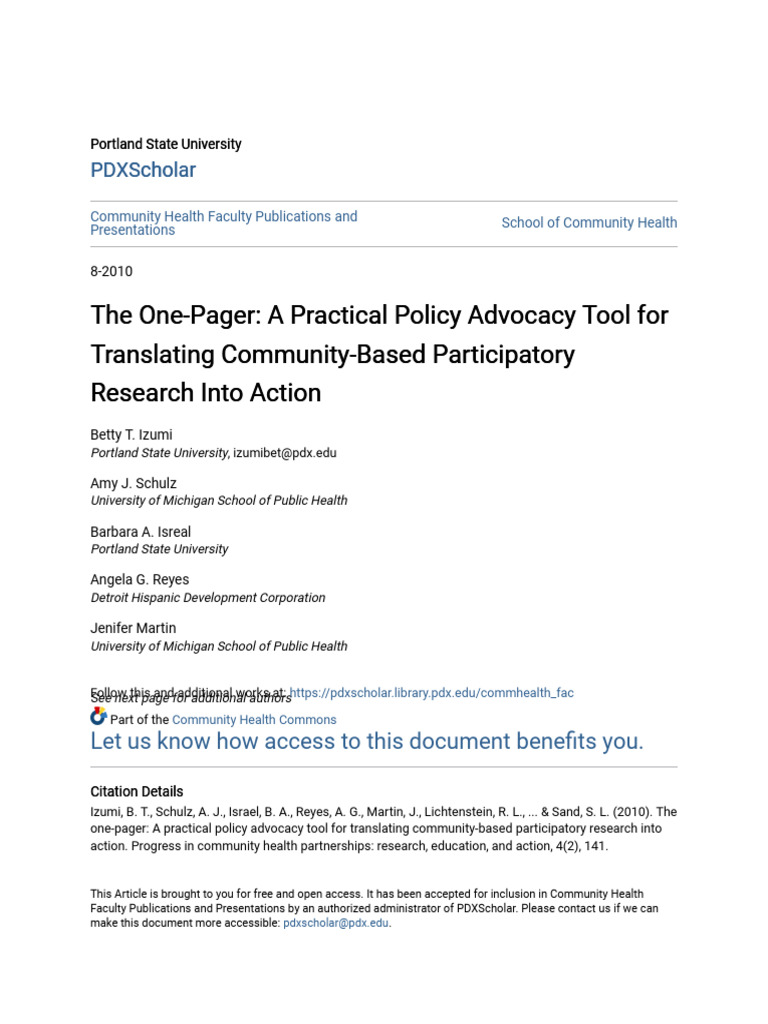 Writing A One Pager | PDF