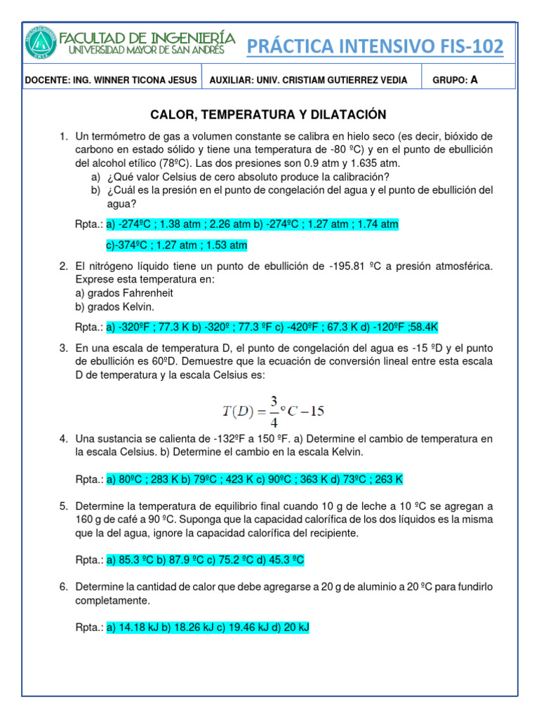 CALOR, TEMPERATURA, DILATACIÓN | PDF | Fahrenheit | Celsius