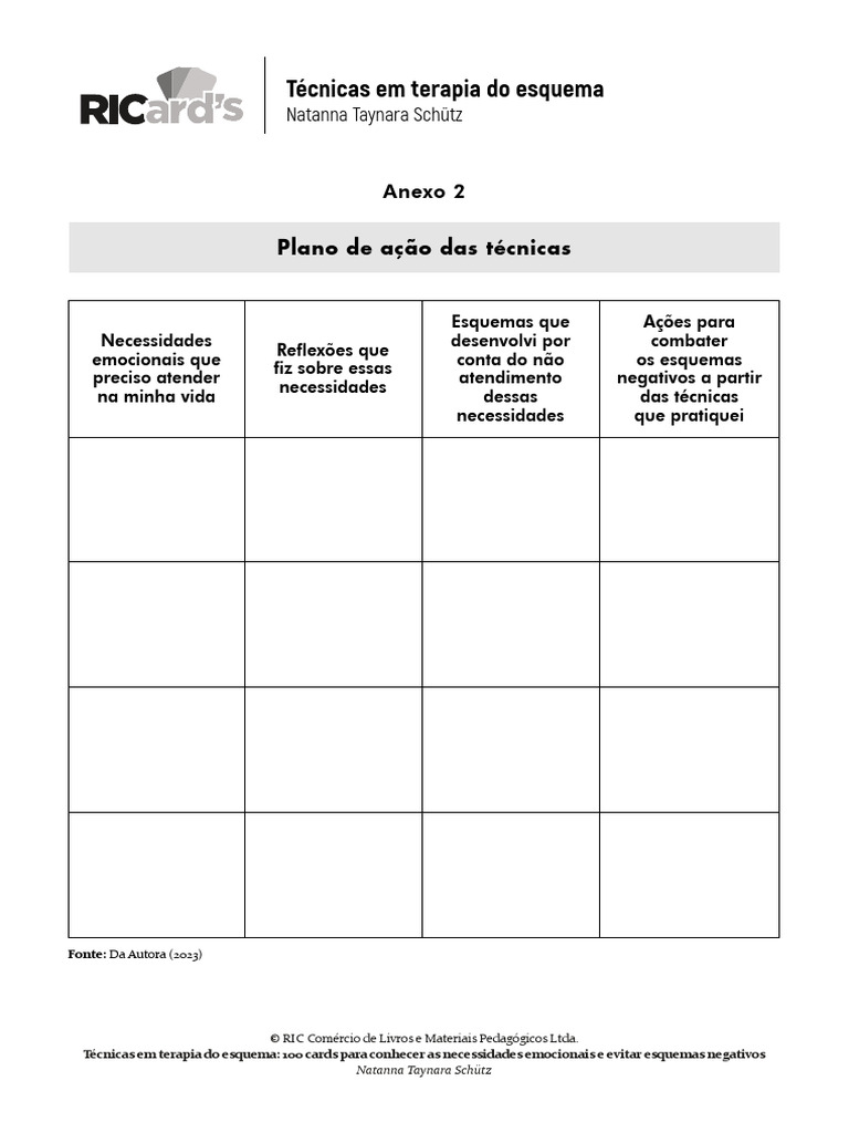 Anexo 2 - Técnicas em Terapia Do Esquema | PDF