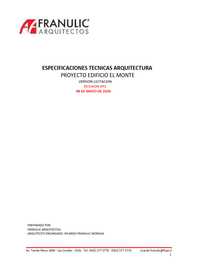 Eett Arquitectura Licitacion Edificio El Monte R3 08 - 05 - 2020.2 | PDF