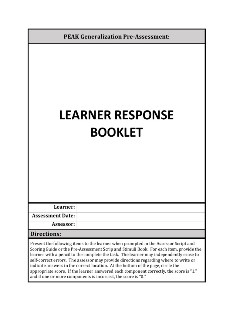 PEAK G PA Learner Response Booklet | PDF | Business | Finance & Money ...