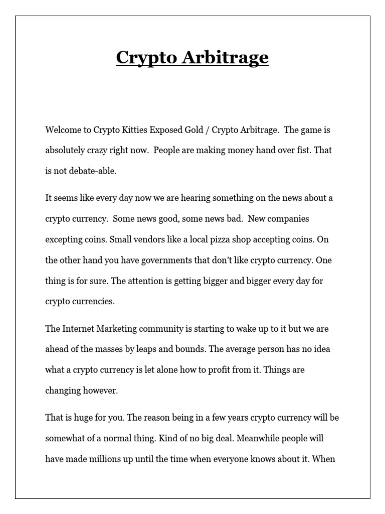 Crypto Arbitrage | PDF | Cryptocurrency | Bitcoin