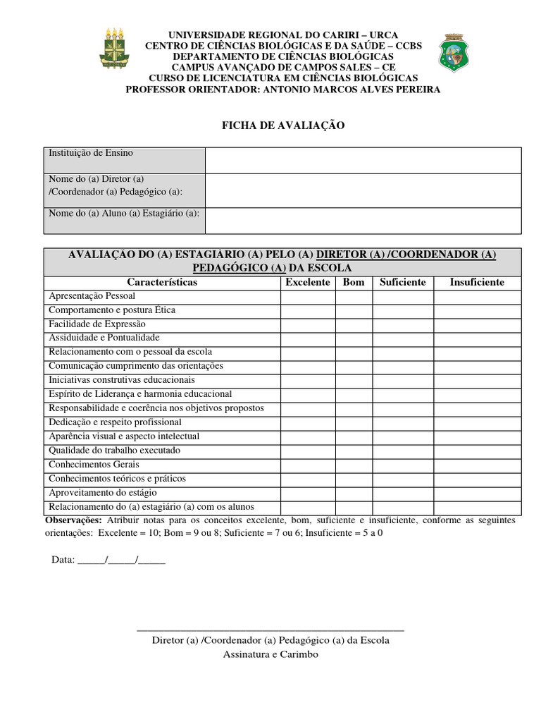 09 - Fichas de Avaliação | PDF