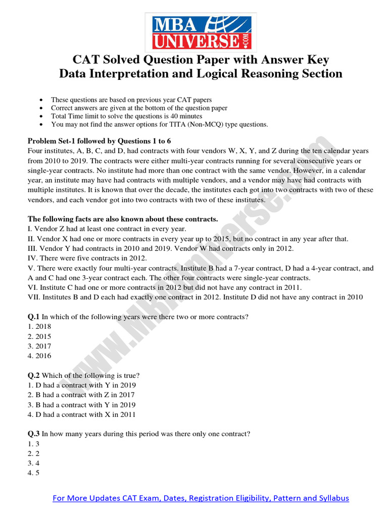 Cat Dilr Question Paper 0 | PDF