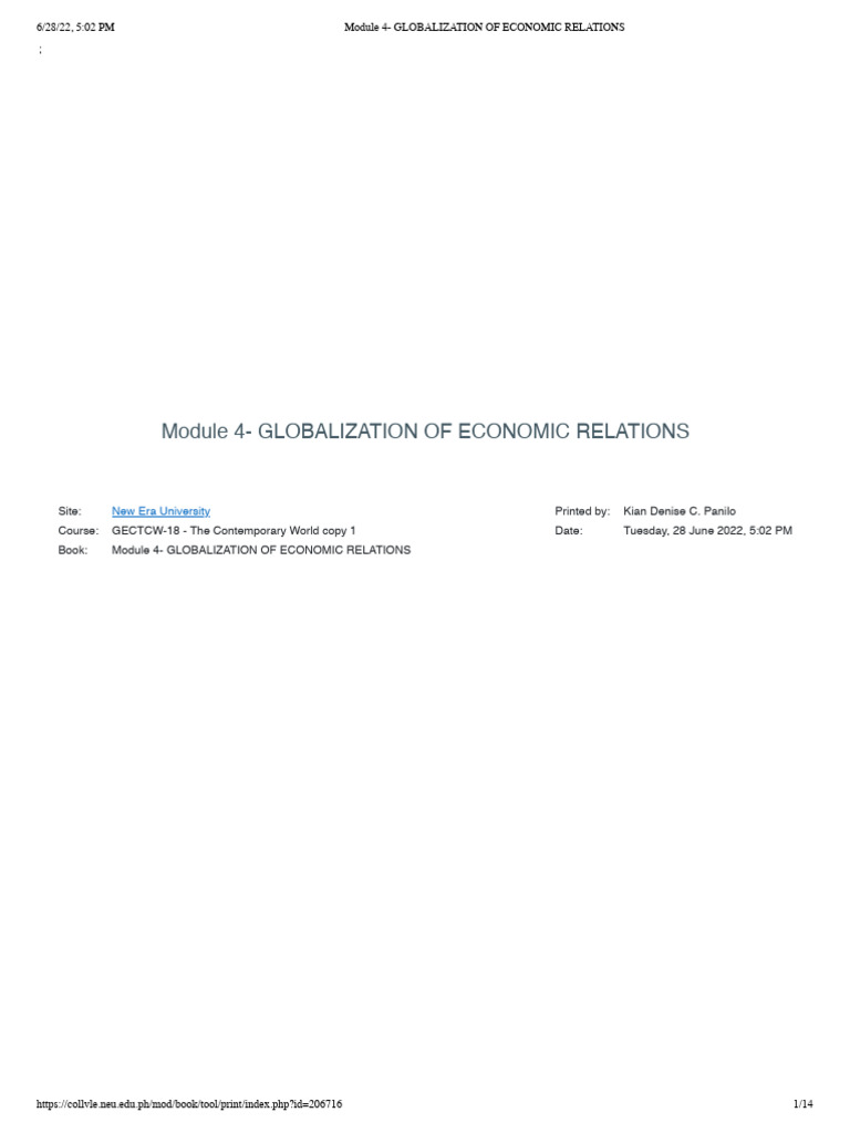 Module 4 Globalization Of Economic Relations Pdf