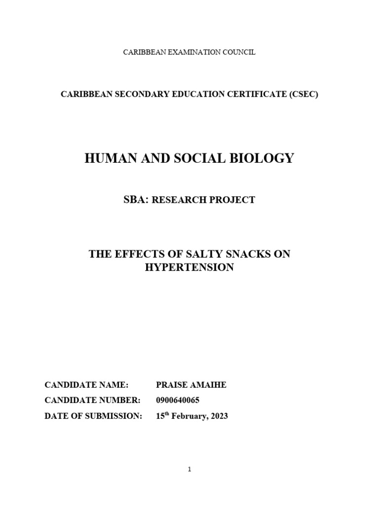 Praise Amaihe HSB SBA (0900640065) | PDF | Hypertension | Food Processing