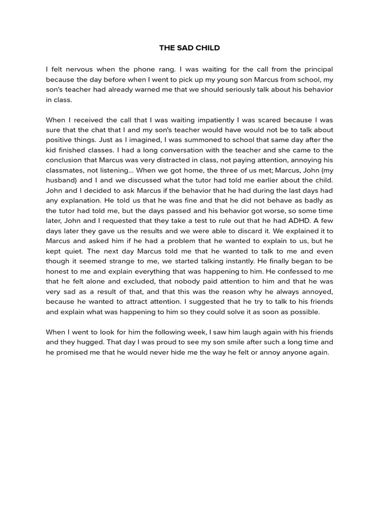 Story - The Sad Child | PDF