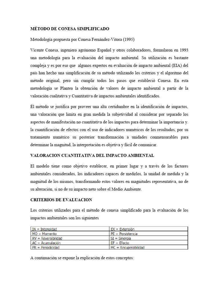 Método Simplificado de Conesa | PDF