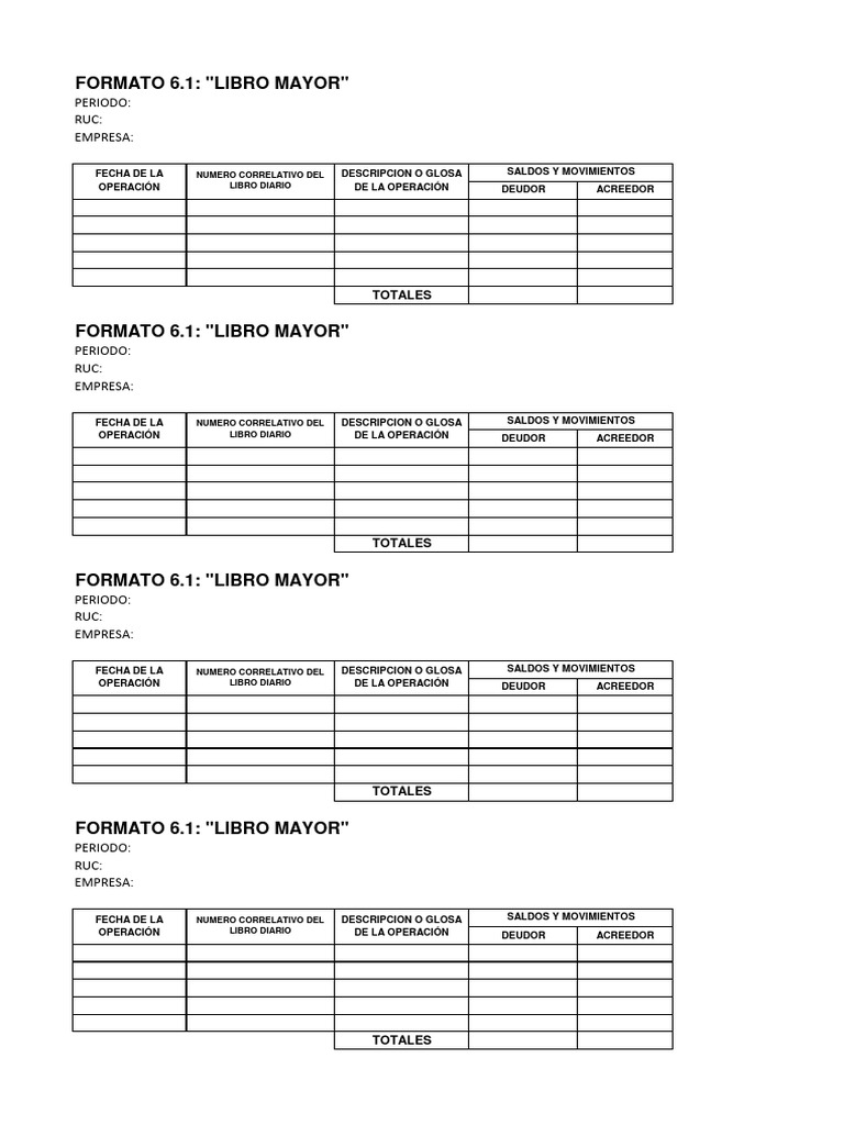 Libro Mayor 4 Formatos | PDF