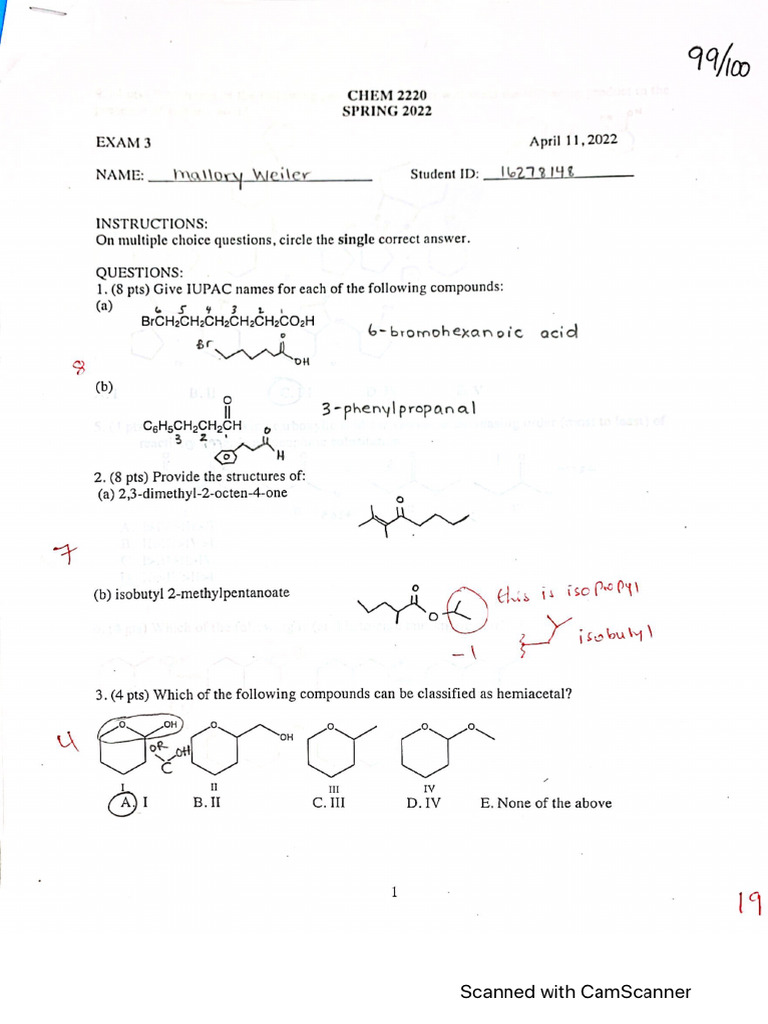 Chem 2220 Exam 3 | PDF