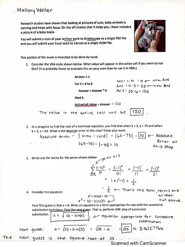 3111 Exam 1 Written Work | PDF