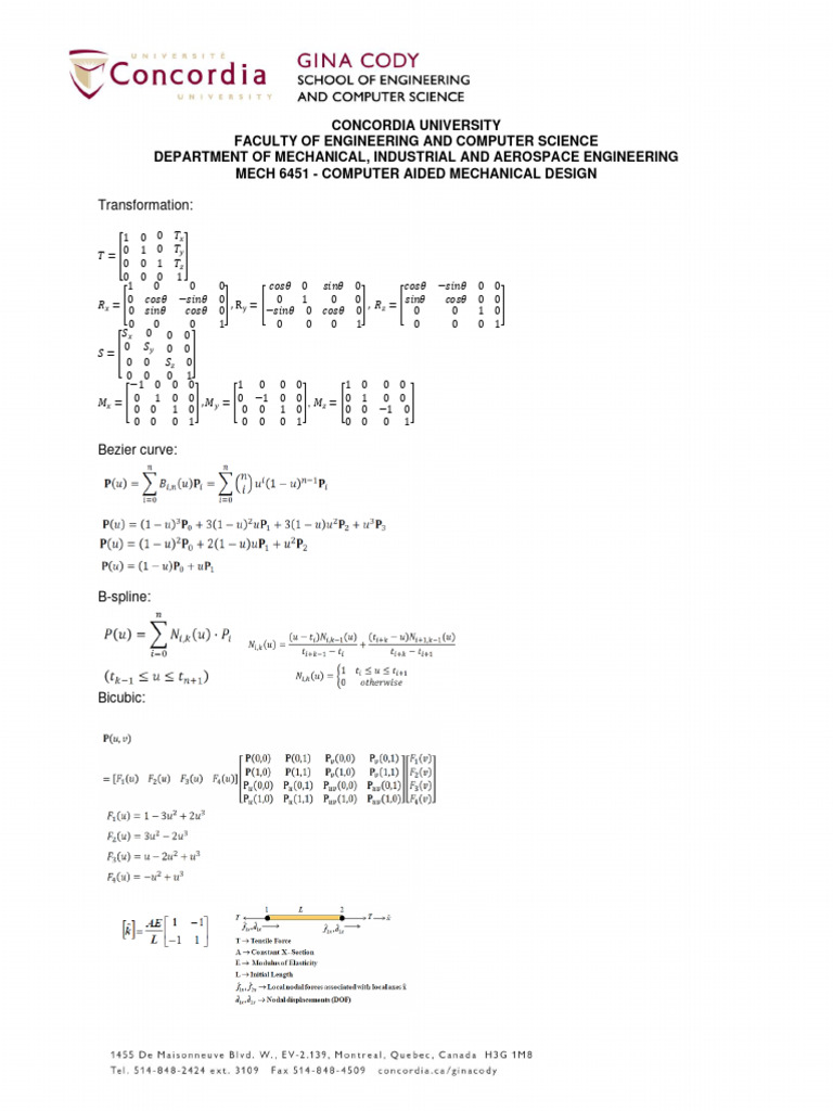MECH 6451 Formula Sheet | PDF | Teaching Methods & Materials ...