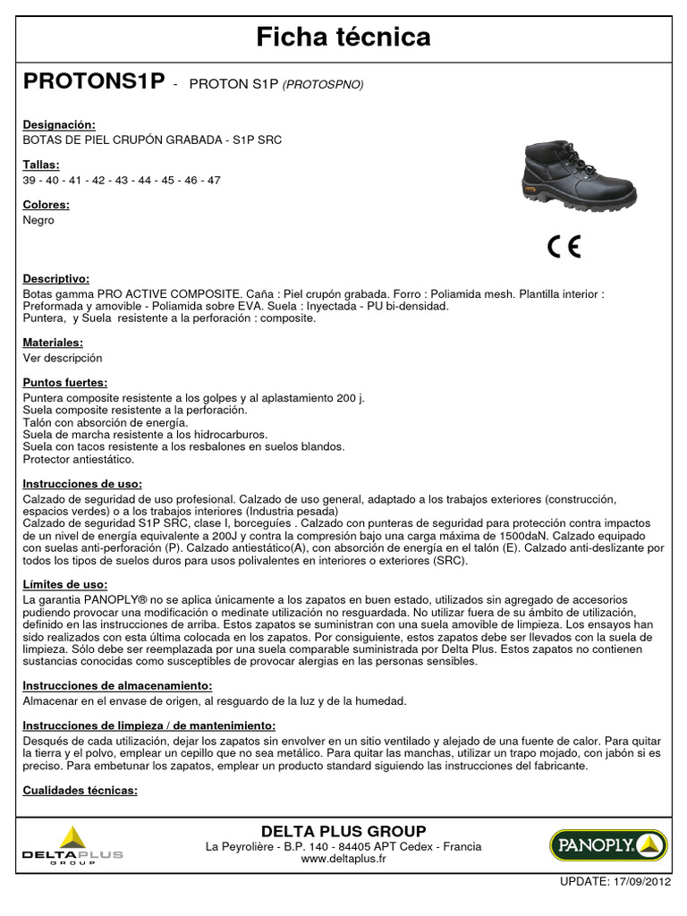 Ficha Tecnica de Zapato de Seguridad | PDF