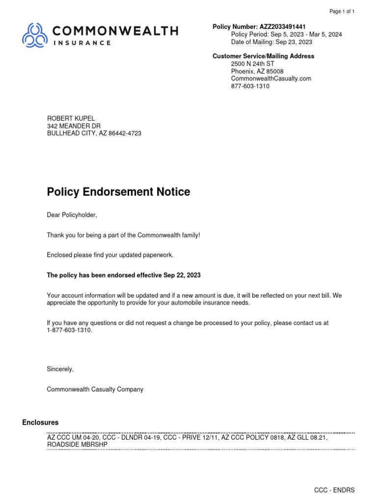 AZZ2033491441_Endorsement Package | PDF