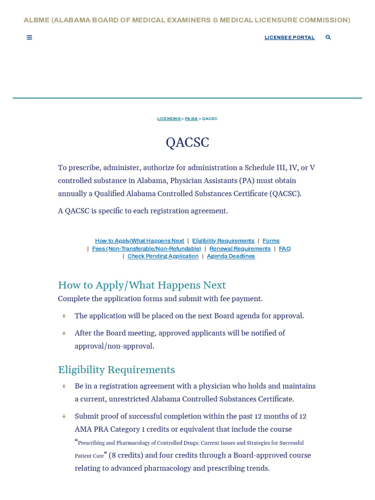 QACSC - Alabama Board of Medical Examiners & Medical Licensure ...