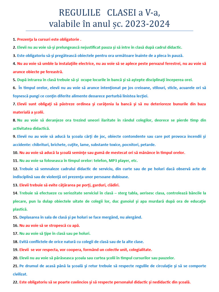 REGULILE CLASEI A V A | PDF