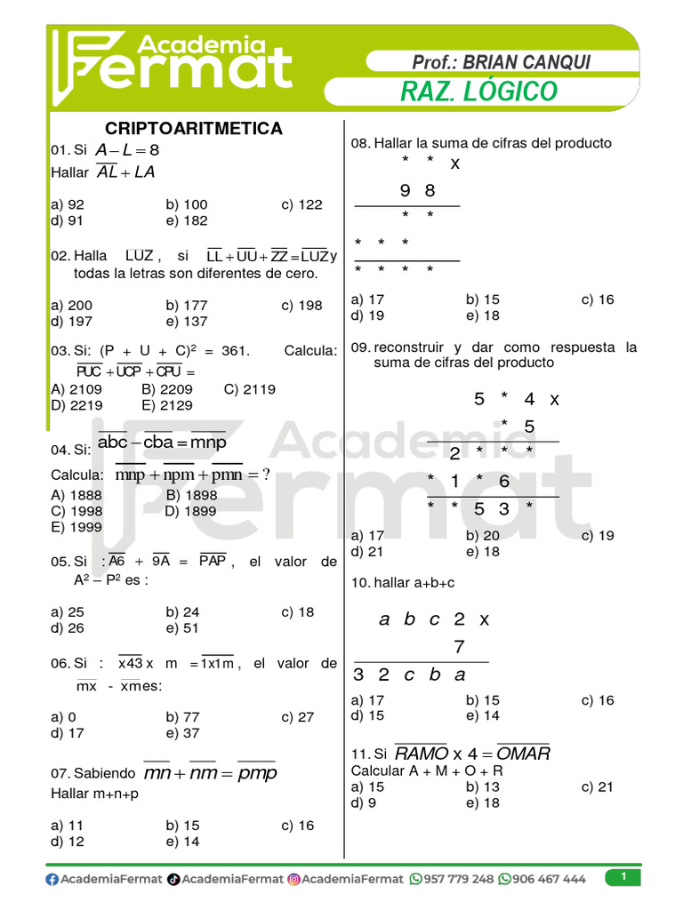 Criptoaritmetica 1 | PDF